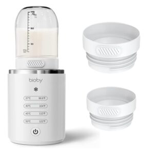 bioby portable bottle warmer, baby bottle warmer with 3 adapters, 3 min fast heating for breastmilk, formula and water, accurate temperature control, travel bottle warmer on the go