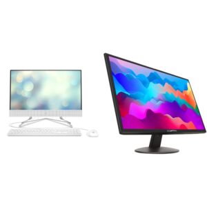 hp all-in-one 22" desktop computer (22-df0222, snow white) & sceptre 20" 1600x900 75hz ultra thin led monitor 2x hdmi vga built-in speakers