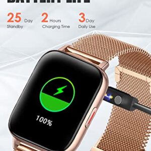 Smart Watch for Women with Bluetooth(Answer/Receive Call) 1.7" Fitness Trackers with Heart Rate Sleep Monitor Waterproof Step Counter Watch for iOS Android (Rose Gold)