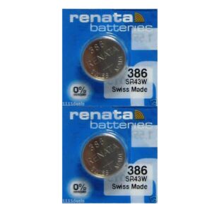 renata 386 sr43w batteries - 1.55v silver oxide 386 watch battery (2 count)