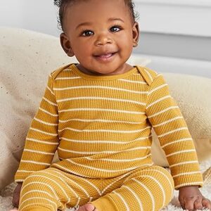 Simple Joys by Carter's Baby Boys' 4-Piece Textured Set, Gold/Blue, 6-9 Months