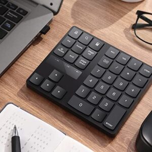 Zunate Wireless Mini Numeric Financial Keypad, 35 Keys Wireless Ergonomic Silent Rapid Rebound One Handed Gaming Keyboard, for Home/Office