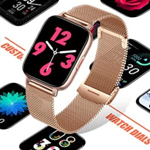 Smart Watch for Women with Bluetooth(Answer/Receive Call) 1.7" Fitness Trackers with Heart Rate Sleep Monitor Waterproof Step Counter Watch for iOS Android (Rose Gold)