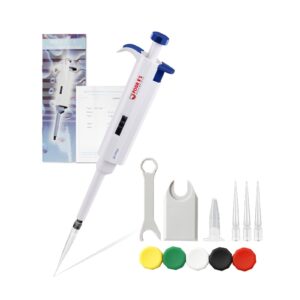 adjustable pipettes 20-200μl, single channel pipette lab micropipettes variable volume, four e's scientific