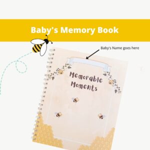 Baby Memory Book w/Milestone Stickers and Ink Pad for Baby's Hand & Foot Print