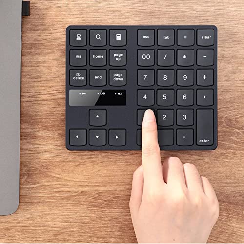 Zunate Wireless Mini Numeric Financial Keypad, 35 Keys Wireless Ergonomic Silent Rapid Rebound One Handed Gaming Keyboard, for Home/Office