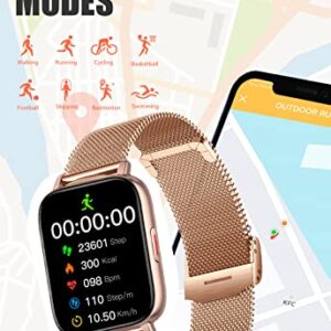 Smart Watch for Women with Bluetooth(Answer/Receive Call) 1.7" Fitness Trackers with Heart Rate Sleep Monitor Waterproof Step Counter Watch for iOS Android (Rose Gold)