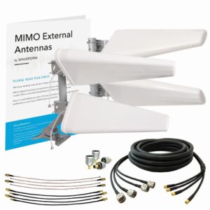 waveform 4x4 mimo log periodic cellular sma, u.fl and ts9 antenna kit for 4g & 5g modems, routers, and gateways | t-mobile, verizon, at&t home internet | kit w/ 30ft rs240 cable