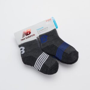 New Balance Baby Boys' Socks - 6 Pack Quarter Cut Non-Skid Gripper Socks (Infant/Toddler), Size 2-4T, Grey