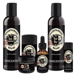 mountaineer brand big beard bundle | beard wash, conditioner, balm, oil, stache stick, styling stick for men | cleans, hydrates wiry beards | leaves hair soft and manageable | timber scent