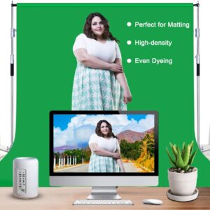 Heysliy Green Screen Kit 6.5 X 5ft, Portable 5 X 6.5 ft Green Screen Backdrop with Stand, Green Screen Stand with Small Greenscreen for Gaming Streaming