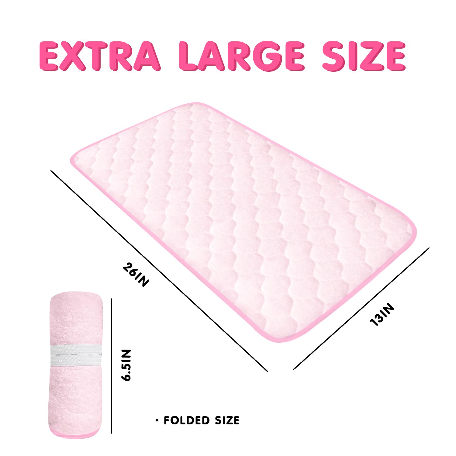 Waterproof Changing Pad Liners, 26" x 13" Hypoallergenic & Reusable Ultra Soft Changing Table Cover Liners , 3 Pack Portable Baby Diaper Change Mat - Pink