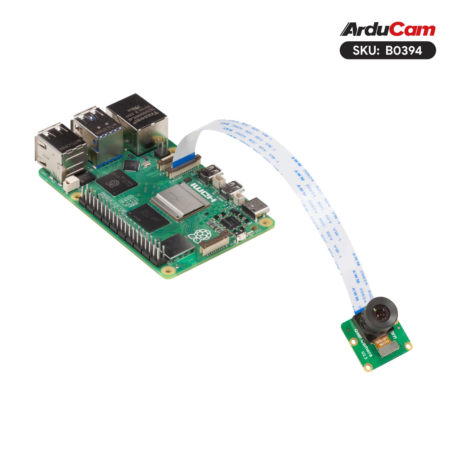 Arducam 8MP IMX219 Camera Module for Raspberry Pi, with Low Distortion 105°(D) FOV M12 Lens, Compatible with Raspberry Pi 5, 4 Model B, Pi 3/3B+, Pi Zero 2W and More