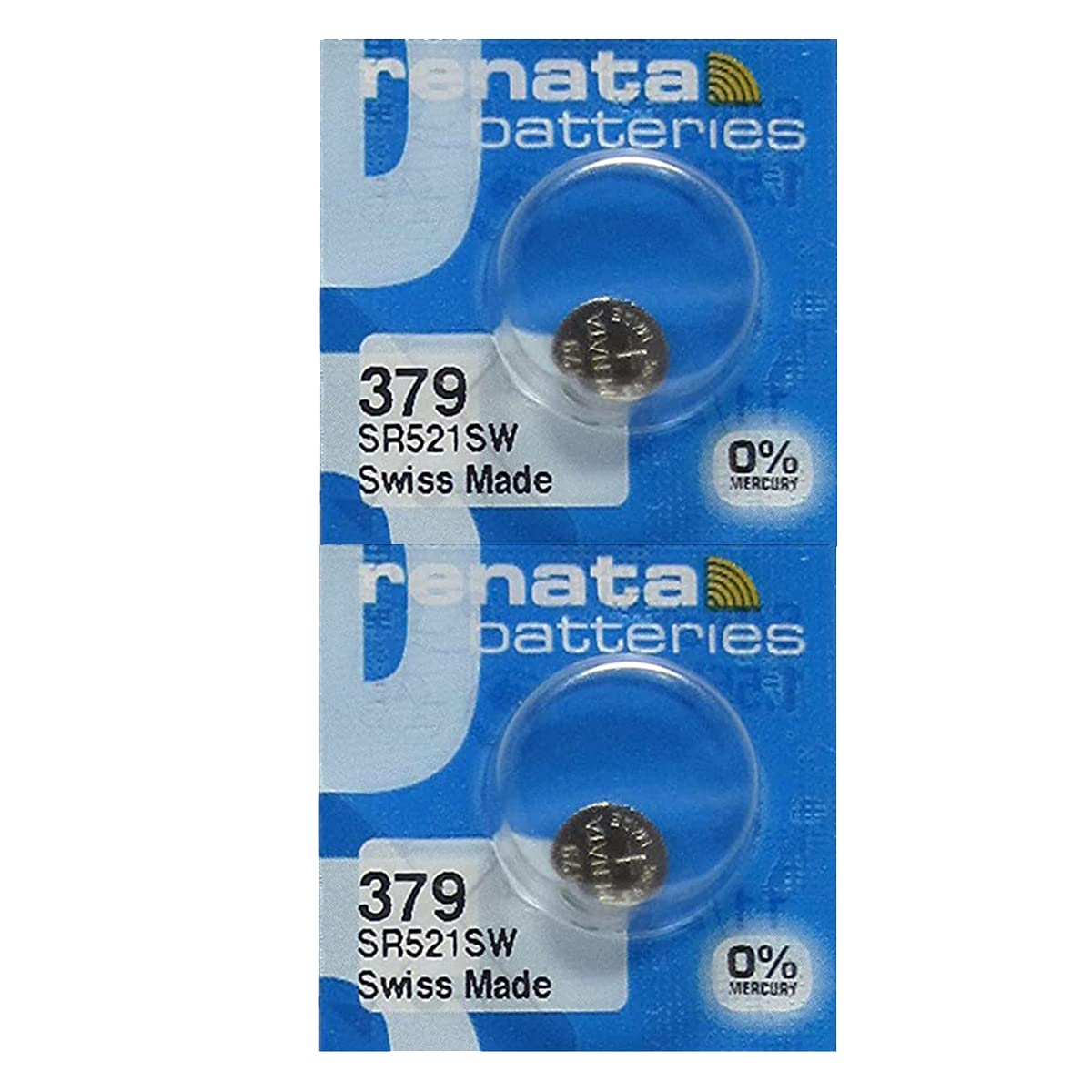 Renata 379 SR521SW Batteries - 1.55V Silver Oxide 379 Watch Battery (2 Count)