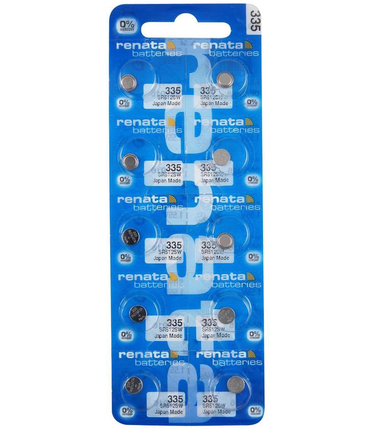 Renata 335 SR512SW Batteries - 1.55V Silver Oxide 335 Watch Battery (10 Count)