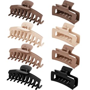 vintage matte hair claw clips for women and girls - strong hold for thick & thin hair (4pcs 4.3 inch + 4pcs 3.54 inch)