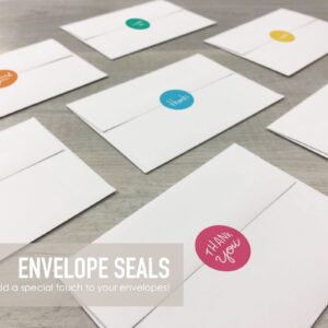 Cute & Colorful Thank You Seal Stickers - 6 Round Solid Color Designs - Stickers for Envelopes, Business Orders, Packaging (126 Seals Pack)