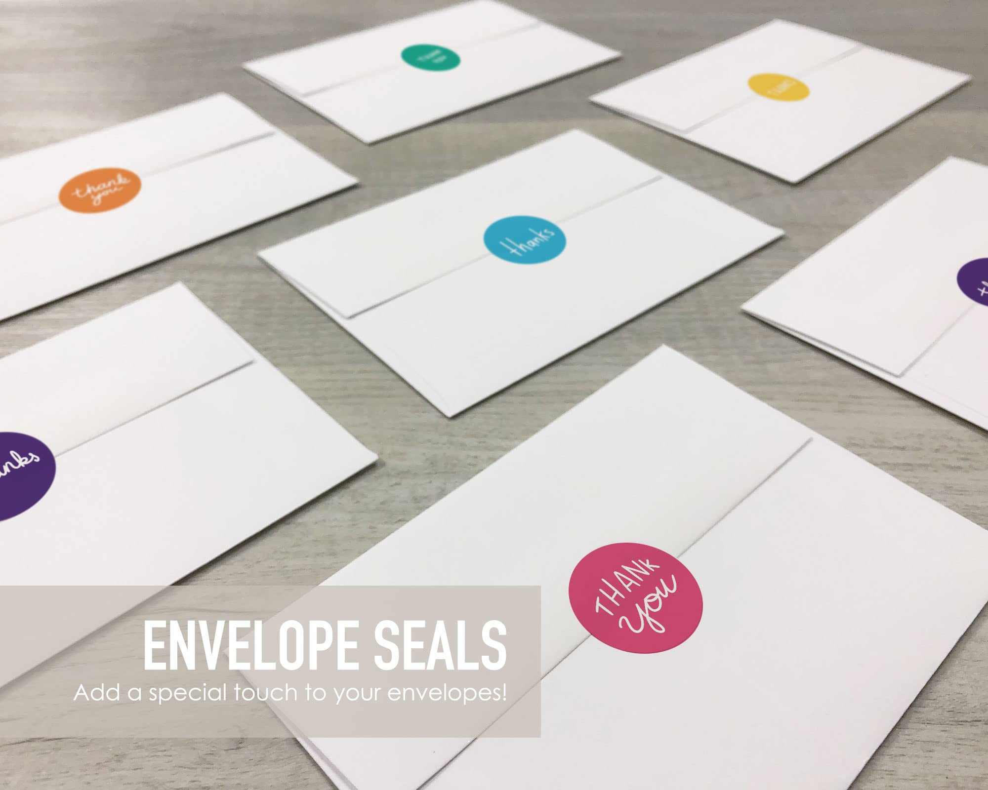 Cute & Colorful Thank You Seal Stickers - 6 Round Solid Color Designs - Stickers for Envelopes, Business Orders, Packaging (126 Seals Pack)