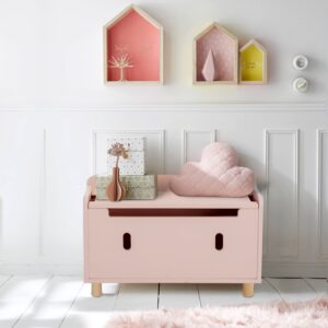 toy box for kids, wooden toy chest, toy organizer and storage for girls & boys, toys bench box playroom bedroom living room (pink)