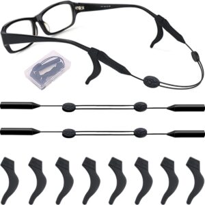 10 pcs glasses strap, sunglasses strap, eyeglasses strap, 2 pcs upgrade adjustable eyewear retainer, with 8 pcs ear hooks, sports sunglasses eyeglass strap for men women kids glasses holder strap