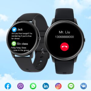 ASIAMENG Smart Watch for Women, Round Smartwatch for IP68 Waterproof with Heart Rate Monitor, Sleep Monitor, Calorie Monitor, Pedometer Stopwatch Fitness Watch, Smart Watch for iPhone Android