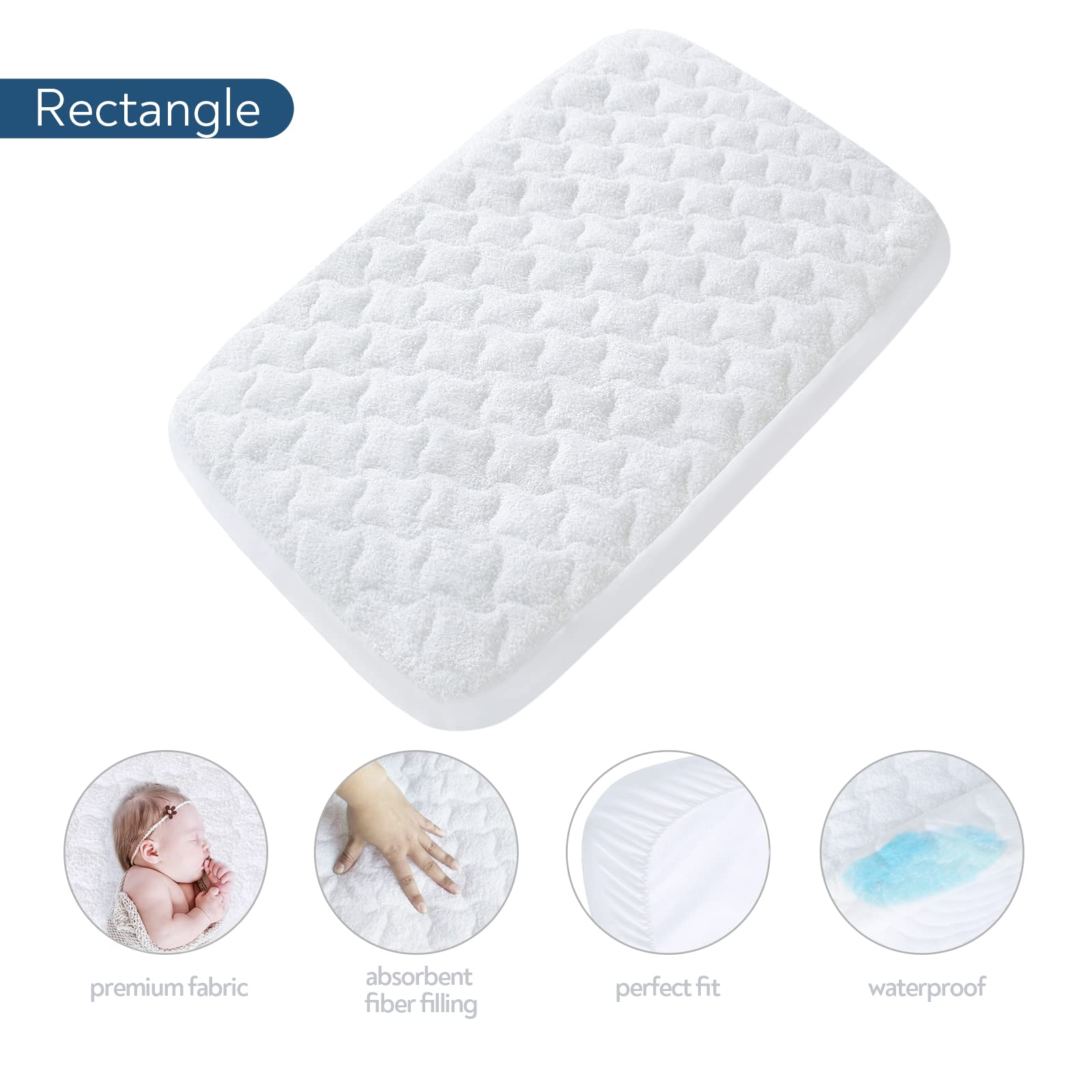 Baby Waterproof Bassinet Mattress Pad Cover and 100% Cotton Sheet(White), 21" x 32"