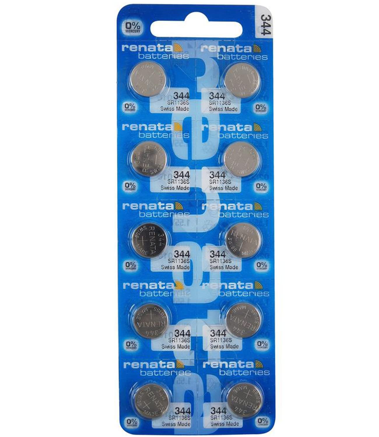 Renata 344 SR1136SW Batteries - 1.55V Silver Oxide 344 Watch Battery (10 Count)