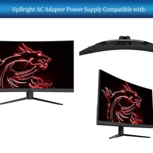 UpBright 20V 65W AC/DC Adapter Compatible with MSI Optix G32C4 CDA6 31.5" G32C4W 32 inch Curved HDMI DP 165Hz 1ms FreeSync LCD Gaming Monitor OPTIXG32C4 OptixG32C4W 20VDC 3.25A Power Supply Charger