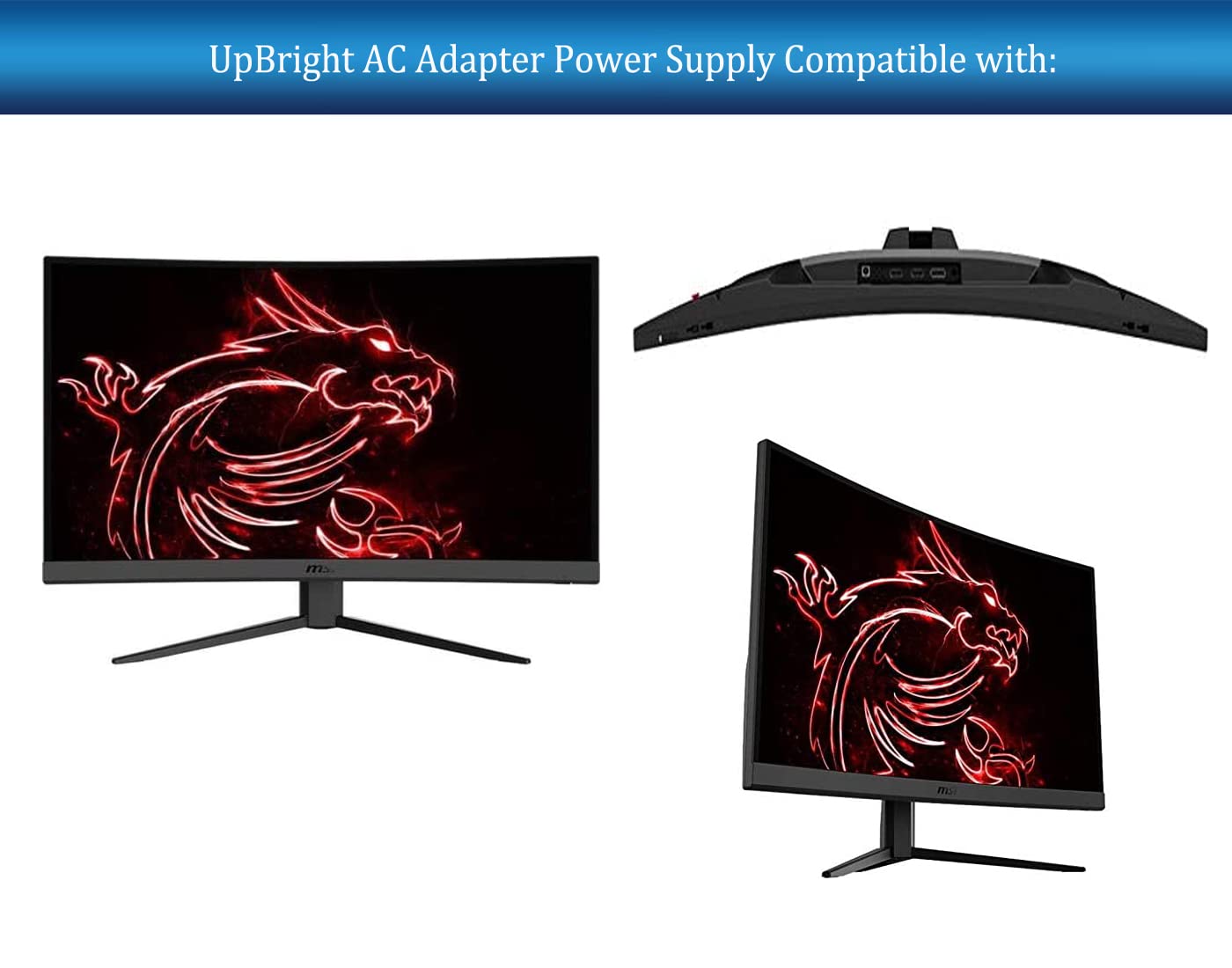 UpBright 20V 65W AC/DC Adapter Compatible with MSI Optix G32C4 CDA6 31.5" G32C4W 32 inch Curved HDMI DP 165Hz 1ms FreeSync LCD Gaming Monitor OPTIXG32C4 OptixG32C4W 20VDC 3.25A Power Supply Charger