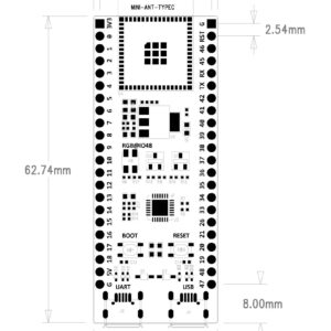 DIYmall ESP32-S3-DevKitM-1-N8 Development Board ESP32-S3-MINI-1 Wi-Fi+BT+BLE Module 8MB Flash ESP32-S3FN8 Chip PCB Antenna