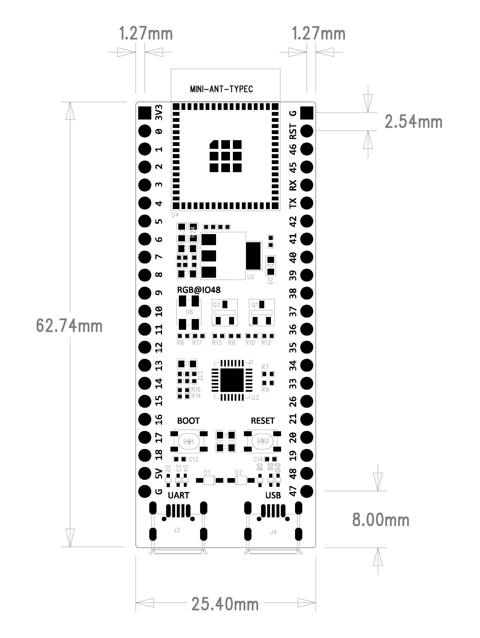 DIYmall ESP32-S3-DevKitM-1-N8 Development Board ESP32-S3-MINI-1 Wi-Fi+BT+BLE Module 8MB Flash ESP32-S3FN8 Chip PCB Antenna