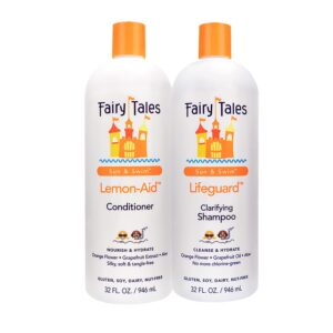 fairy tales swim shampoo and conditioner 32oz for kids - chlorine removal, made with natural ingredients in the usa, no parabens, sulfates or synthetic dyes