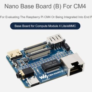 Nano Base Board (B) for Raspberry Pi Compute Module 4, Same Size as CM4, with Standard CM4 Socket, Raspberry Pi 40PIN GPIO, Gigabit Ethernet, USB2.0, DSI, CSI, HDMI, 3.5mm Audio Jack etc.