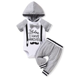 hintina preemie premature baby boys spring summer clothes ladies i have arrived hoodie bodysuit pants outfits set premie gray