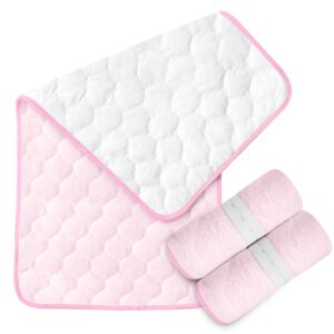 Waterproof Changing Pad Liners, 26" x 13" Hypoallergenic & Reusable Ultra Soft Changing Table Cover Liners , 3 Pack Portable Baby Diaper Change Mat - Pink