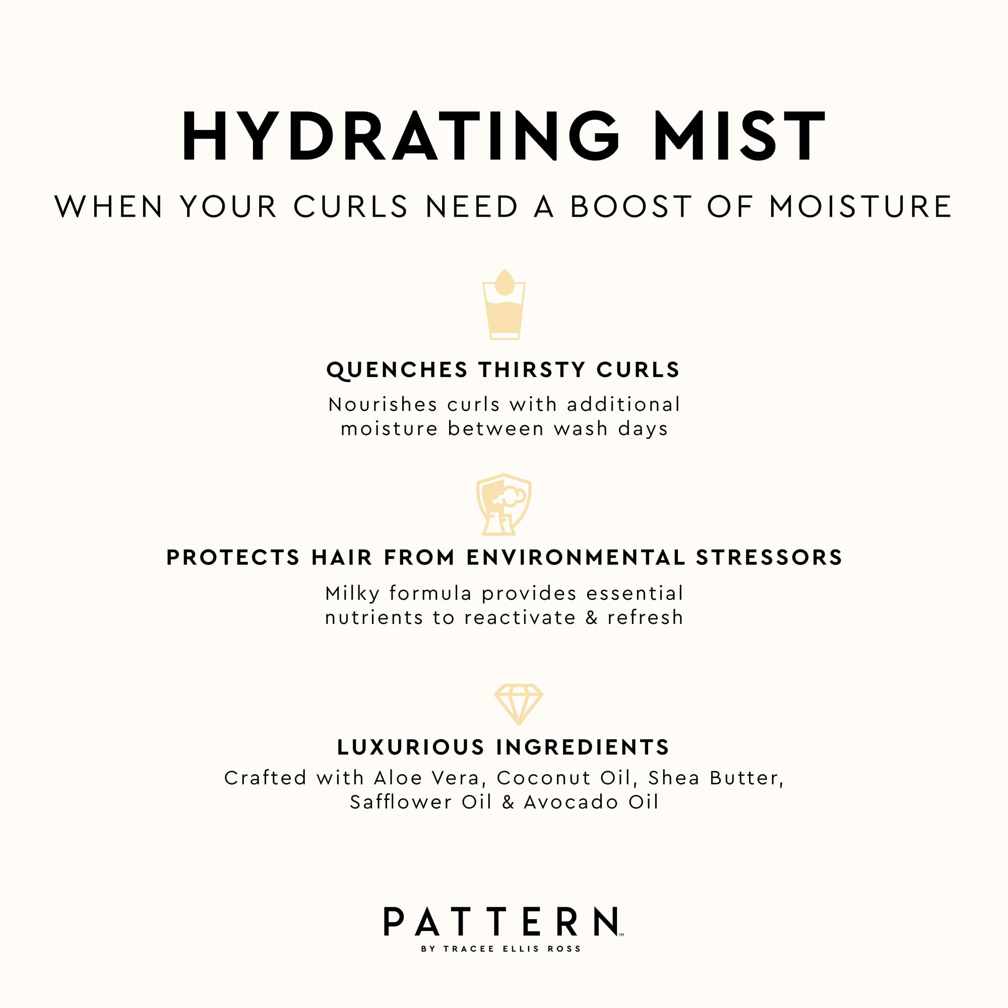 PATTERN Beauty by Tracee Ellis Ross Hydrating Mist w Avocado Oil for Curly Hair 3a-4c, 12 fl oz