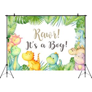 aperturee dinosaur it's a boy baby shower backdrop 9x6ft oh boy tropical palm leaves jungle photography background kids newborn cake table banner party decoration photo booth studio props favors