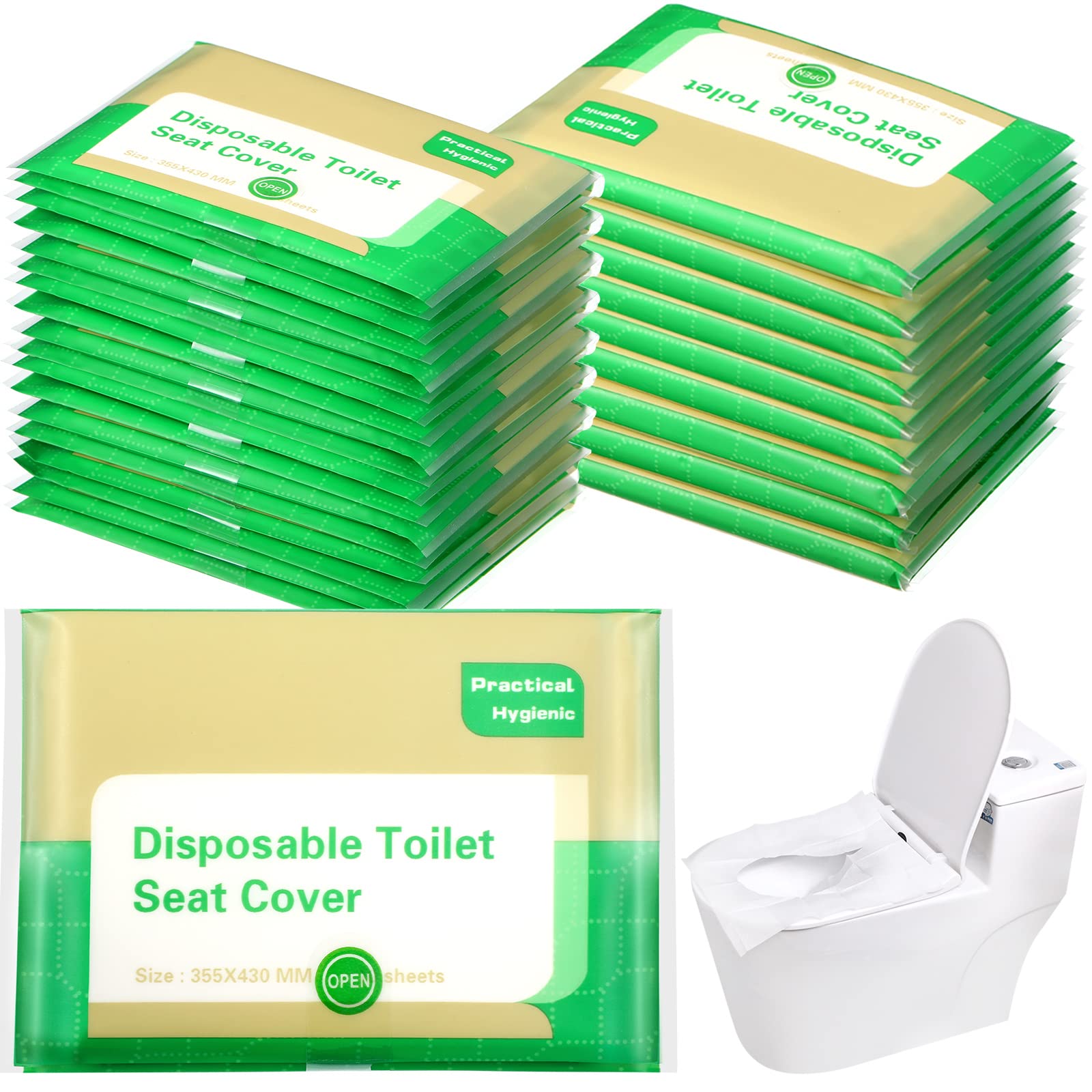 200 Pack Toilet Seat Cover Disposable, Flushable Paper Travel Toilet Seat Cover Portable for Adult and Kids' Potty Training, School, Airplane, Road Trips, Camping and in Public Restrooms