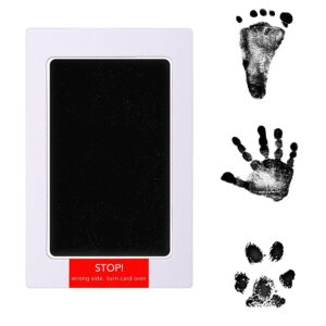 Outus 18 Pieces Baby Inkless Handprint and Footprint Kit 6 Safe Hand and Foot Ink Pad Clean Touch Dog Paw Print Stamp Kit and 12 Card for Newborn Registry Family Keepsake Baby Gift (Medium)