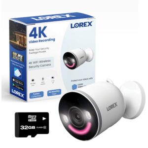 lorex 4k spotlight indoor/outdoor wi-fi 6 security camera with smart security lighting, person, vehicle, animal and package detection, 2-way talk, quick response, fusion