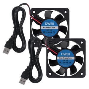 dweii 2-pack 50mm fan 5v usb brushless dc cooling fan, 5v brushless dc cooling fan for projector humidifier aromatherapy small appliances series replacement