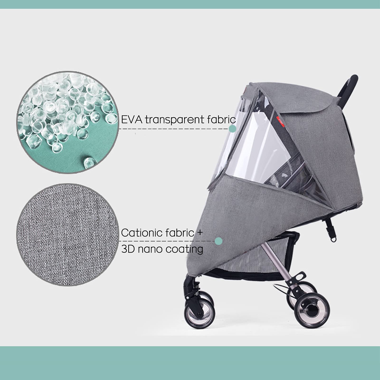 Universal Stroller Rain Cover Breathable Stroller Weather Shield Reusable Buggy Pram Rain Cover Easy Installation Pushchairs Accessories Strollers Raincoat for All Seasons