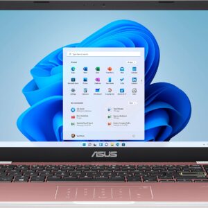 ASUS 2022 E410 14" Thin Light Business Student Laptop Computer, Intel Celeron N4020 Processor, 12Hours Battery, Webcam, Zoom Meeting, Win11 + 1 Year Office 365, Rose Gold (584GB Storage)