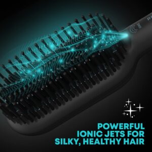 Revamp Progloss Deepform Ceramic Straightener Brush – Ionic Anti-Frizz Straightening Brush – Ceramic Infused with Progloss Oils for Frizz-Free Shine – Auto-Off & 9’ Swivel Cord