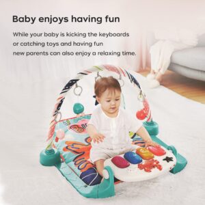 bc babycare Baby Tummy Time Mat with Music Activity Play Gym Mat Kick and Play Piano for Newborn Toddler Boys Girl 0 3 6 9 12 Months