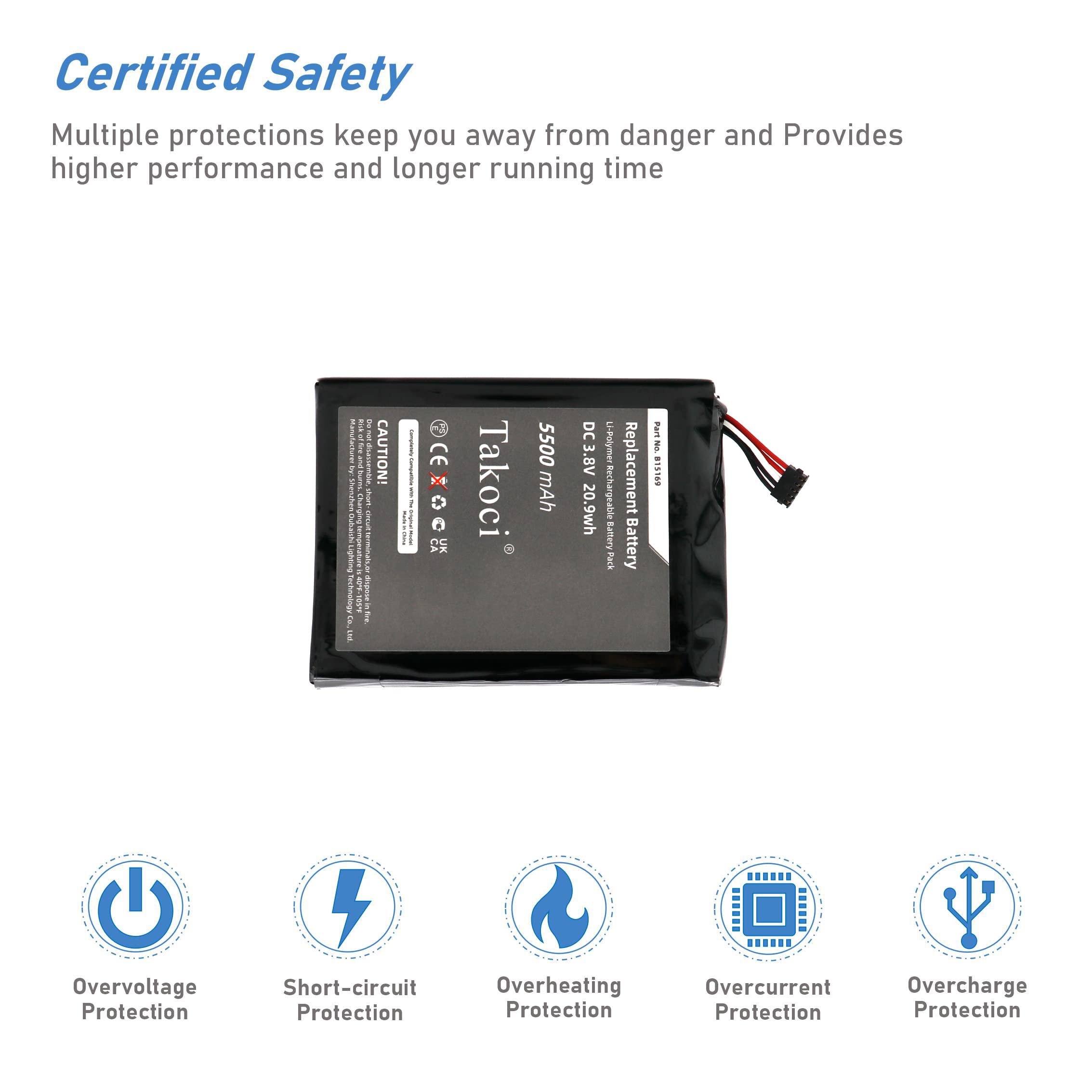 TAKOCI Replacement Battery for Ring Video Doorbell(1St Gen) B15169,5500mAh (2014 Release/720p HD)