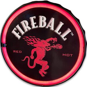 fireball red hot vintage inspired led neon sign retro wall décor for the home, game room, bar, or man cave (12")