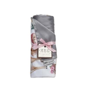 MEG ORIGINAL Baby Security Blanket, Satin and Minky Woodland Animals Lovey with Loop for Boys and Girls (Sweet Darlings/Pink)