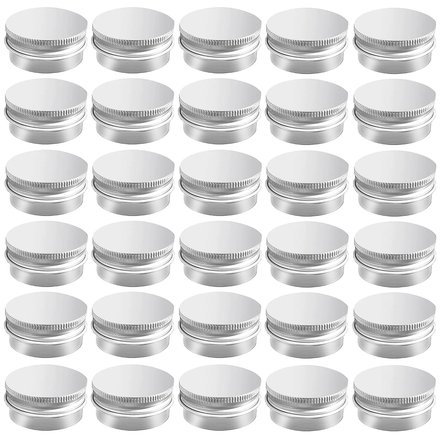 30 Pack 0.5 oz Aluminum Tin Jar with Screw Lid 15 ml Round Refillable Containers