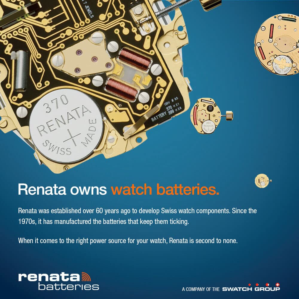 Renata 396 SR726W Batteries - 1.55V Silver Oxide 396 Watch Battery (2 Count)